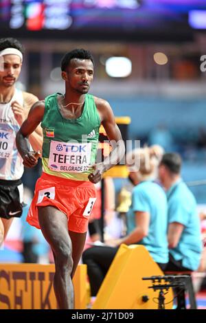 Samuel Tefera participating in the Belgrade 2022 World Indoor ...