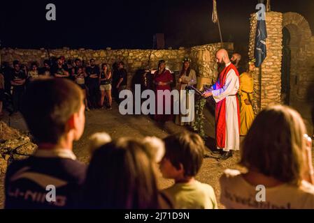 An Odinist priest performs the ritual. The summer solstice is ...
