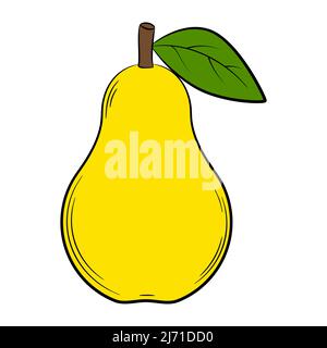 Hand drawn pear icon in doodle style. Cartoon pear vector icon for web ...