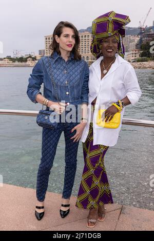 Charlotte Casiraghi and Khadja Nin pose before the runway of Chanel ...