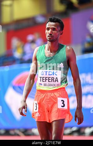 Samuel Tefera participating in the Belgrade 2022 World Indoor ...