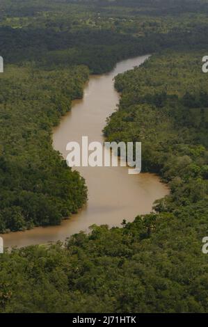The Amazon River in northern Brazil. This image shows the mouth of the ...