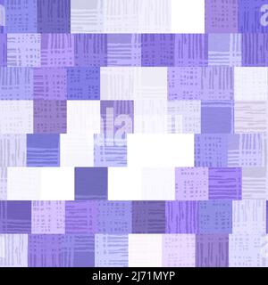 Random patchwork purple mosaic pixel grid seamless pattern. Modern ...