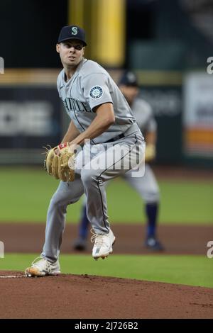 Seattle Mariners pitcher Matt Brash follows through on a pitch against ...