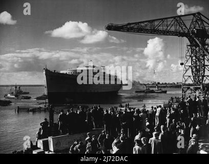 Largest Post-War Liner Launched - The liner Orcades after being ...