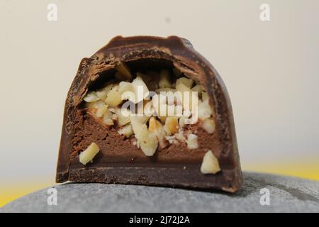 chocolate case candies with chocolate filling praline mousse with ...