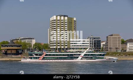 Cologne downtown with tourists walking on streets in a bright spring ...
