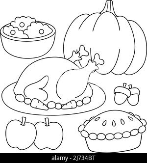 Thanksgiving Apple Pie Coloring Page for Kids Stock Vector Image & Art ...