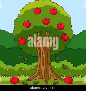 Apple Tree Cartoon Colored Clipart Illustration Stock Vector Image ...