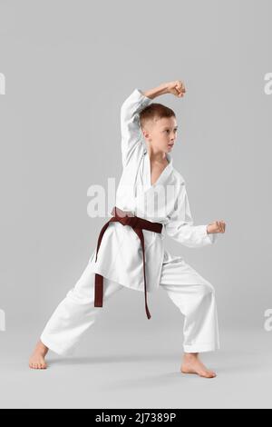 Kid boy practicing martial arts. Sport karate kids. Little boy in ...