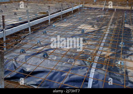 Steel grid of residential building footing reinforcement Stock Photo ...