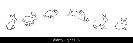 A set of rabbit jump phases. The hare sits, prepares to jump, jumps ...