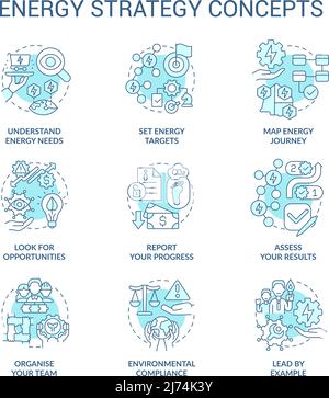 Enterprise linear icons set. Innovation, Profitability, Growth, Scalability, Efficiency ...