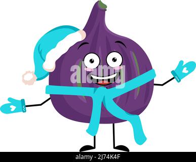 Fig character with happy emotion, joyful face, smile eyes, arms and ...