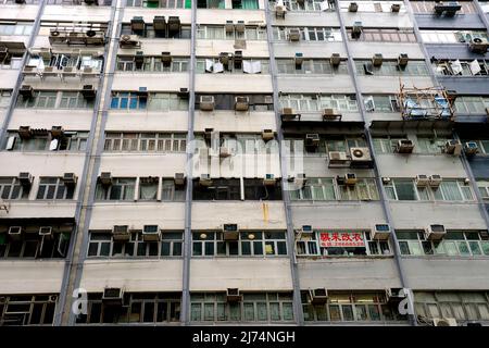 Typical cladding of a residence with exterior air conditioning units ...