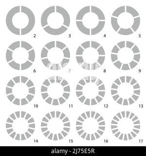 Circle pie chart. 2,3,4,5,6,7,8,9,10,11,12 sections or steps. Flat process cycle. Progress ...