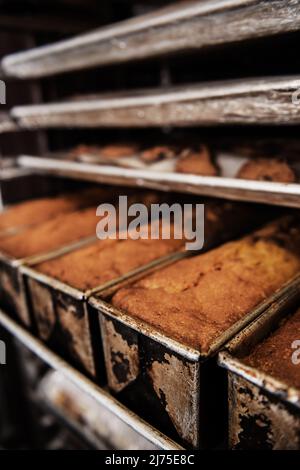 Bread being baked in wood fired oven La Roquette near Perigueux ...