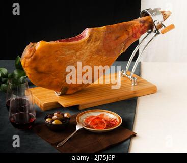 Spanish cuisine pork meat Jamon crudo Stock Photo - Alamy