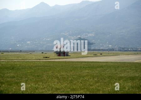 Genoa airport terminal runway view panorama Stock Photo - Alamy