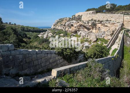 Bingemma Gap fortifications on the Victoria Lines, Malta Stock Photo ...