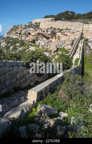 Victoria lines fortifications on Malta island ("The Great Wall of Malta ...