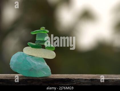 Glass sea pebbles of different colours on shore, beach. Nature and ...