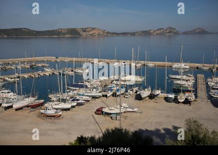 Views of the harbour of Pylos, historically also known as Navarino ...