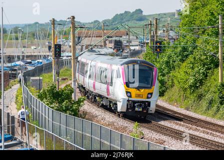 New C2C Class 720 train on a test run at Chalkwell, Southend on Sea ...