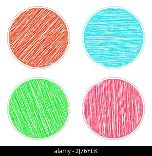 Scribble texture pattern circle set. Hand drawn line texture, doodle ...