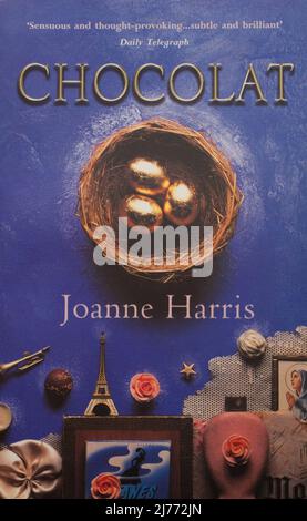 Chocolat by Joanne Harris. Book cover on light / white background Stock ...