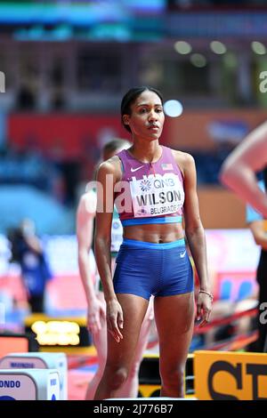 Ajee Wilson participating in the Belgrade 2022 World Indoor ...