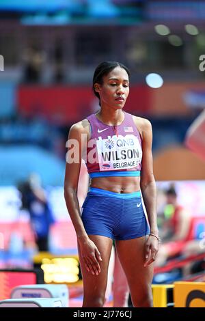Ajee Wilson participating in the Belgrade 2022 World Indoor ...