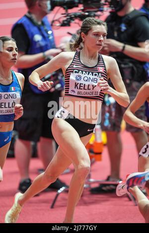 Madeleine Kelly participating in the Belgrade 2022 World Indoor Championships in the 800 meters ...
