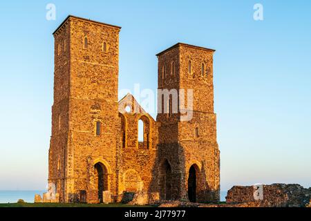 The 12th century towers in the clear early morning light of the ruined ...