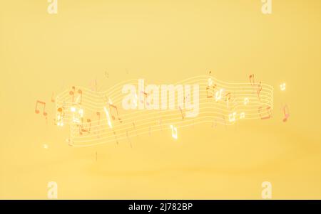Music notes, musical tunes, 3d rendering. Computer digital drawing ...