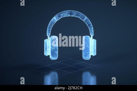 Headphones gaming headset, 3d rendering. Listening audio electronic ...