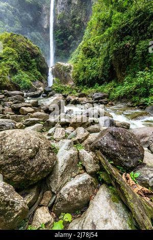 El Rocío Machay waterfall in Banos Santa Agua, Ecuador. South America ...