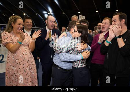 Alliance Party of NI Assembly candidate Kate Nicholl (centre) with her ...