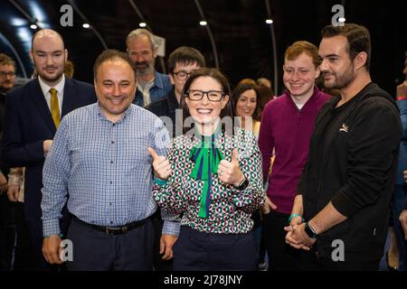 Alliance Party of NI Assembly candidate Kate Nicholl (centre) with her ...