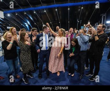 Alliance Party of NI Assembly candidate Kate Nicholl (centre) with her ...
