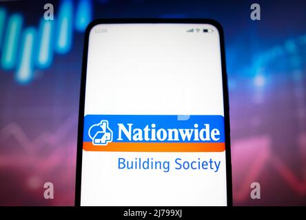 In this photo illustration, the Nationwide Building Society logo seen ...