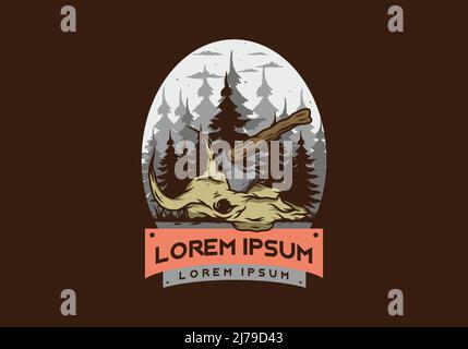 an ax stuck in a buffalo skull illustration design Stock Vector Image ...