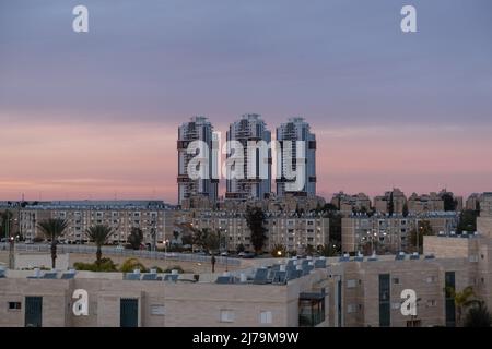 Contrast Architecture in south of Israel during sandstorm in the city ...