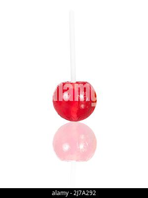A Red lolly pop candy on white with copy space Stock Photo - Alamy