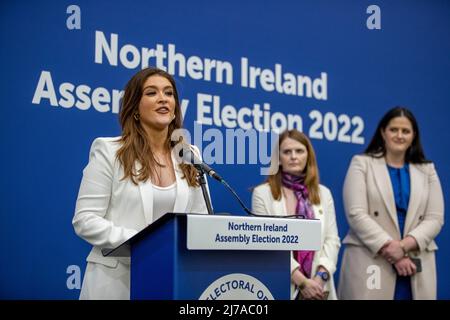 SDLP's Cara Hunter during her acceptance speech at the Meadowlands ...