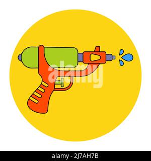 plastic green water gun shoots jets. flat vector illustration Stock ...