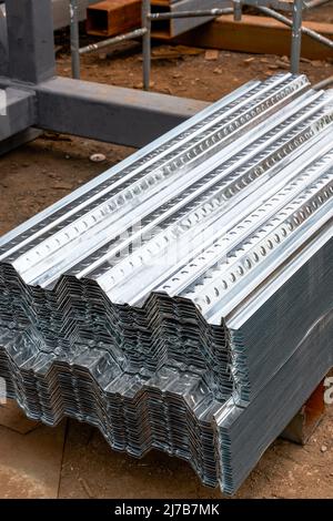 Brand new stainless steel stamped profiles and sheets in the factory ...