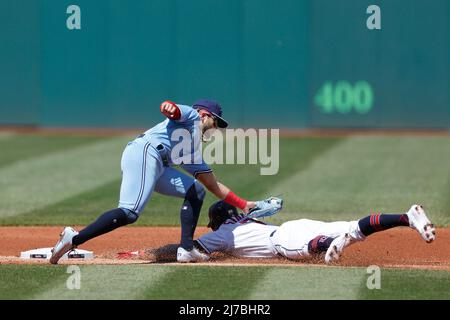 Toronto Blue Jays' Myles Straw runs after hitting a pitch during the ...