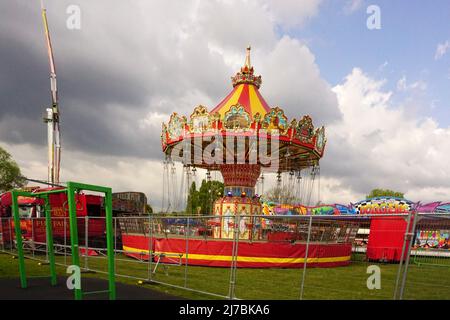 Fun fair in Roe Green Park, Kingsbury, London, United Kingdom Stock ...