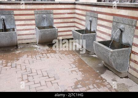 Faucets of warm mineral spring water in Sofia, Bulgaria Stock Photo - Alamy